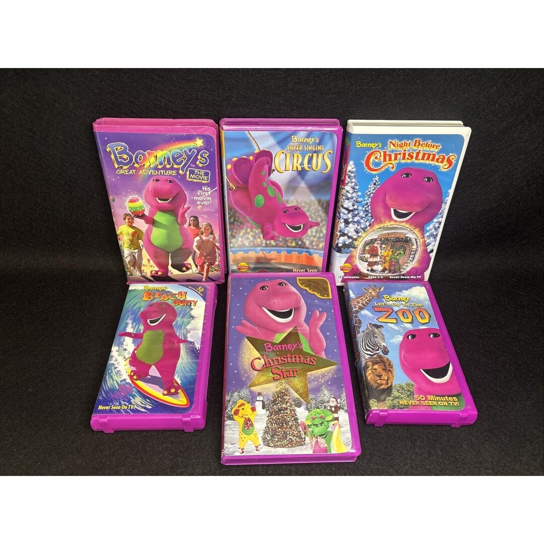 Lot of 6 VTG Barney & Friends VHS Tapes Various Titles Purple Clamshell ...