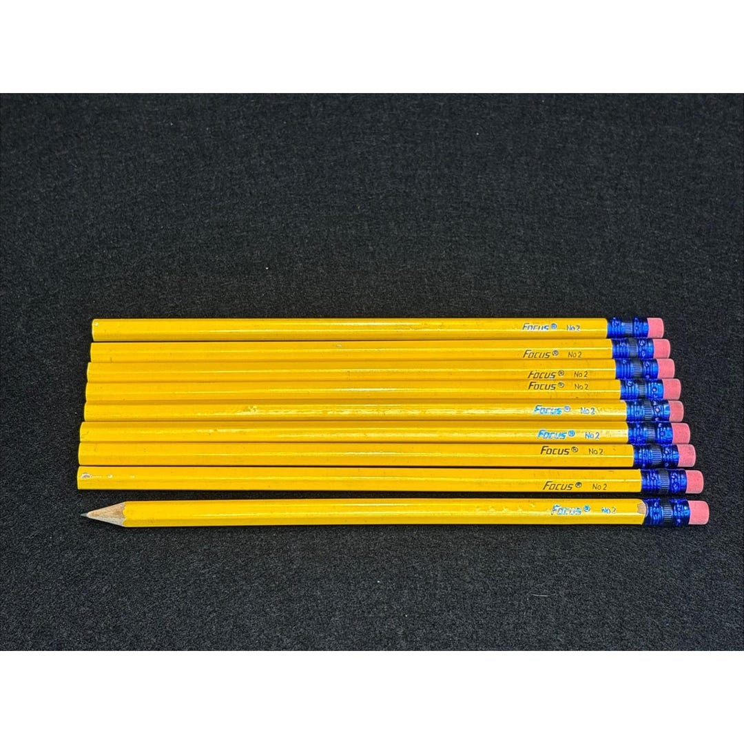 Vintage Pentech #2 Pencils Yellow & Metallic Blue Wood 9 Count New Old ...