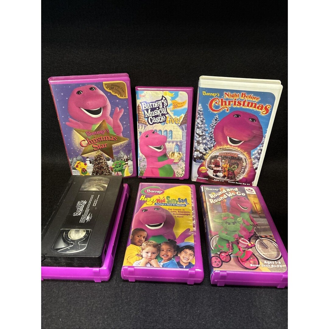 Lot of 6 VTG Barney & Friends VHS Tapes Various Titles Purple Clamshell ...