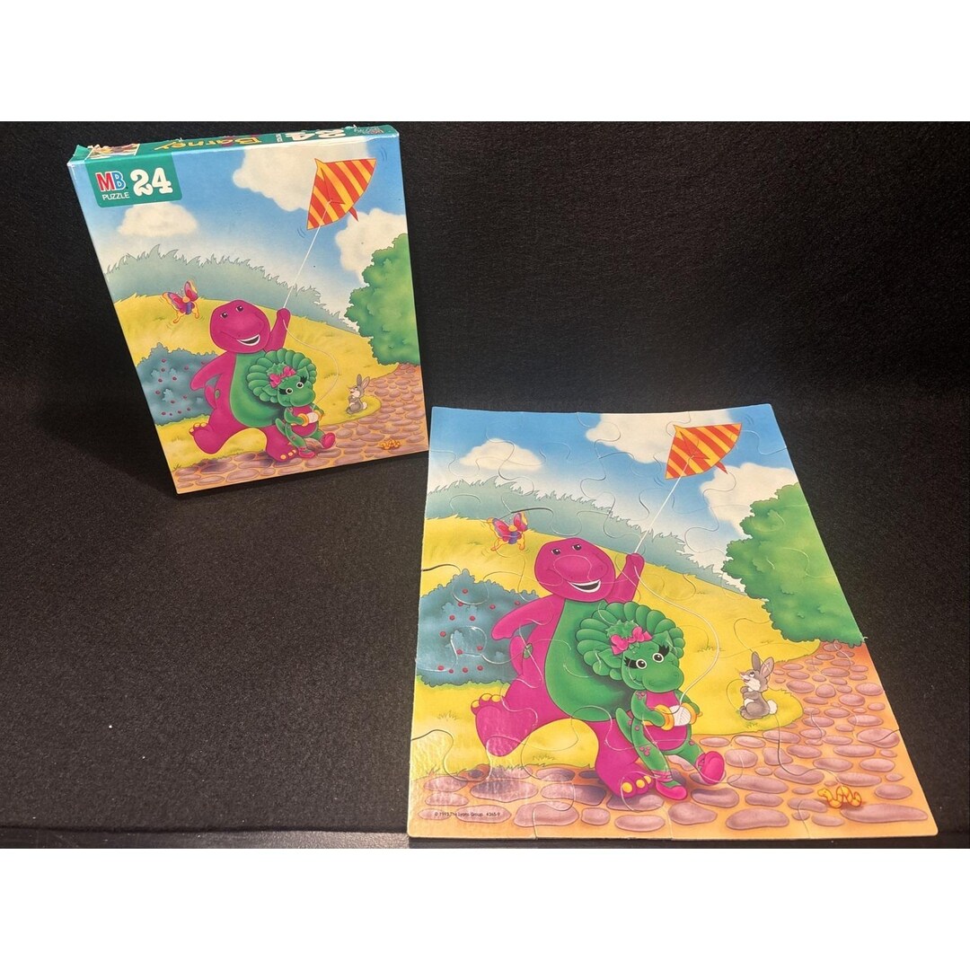 Vintage Barney and Baby Bop Puzzle 24 Jumbo Pieces - Milton Bradley USA ...