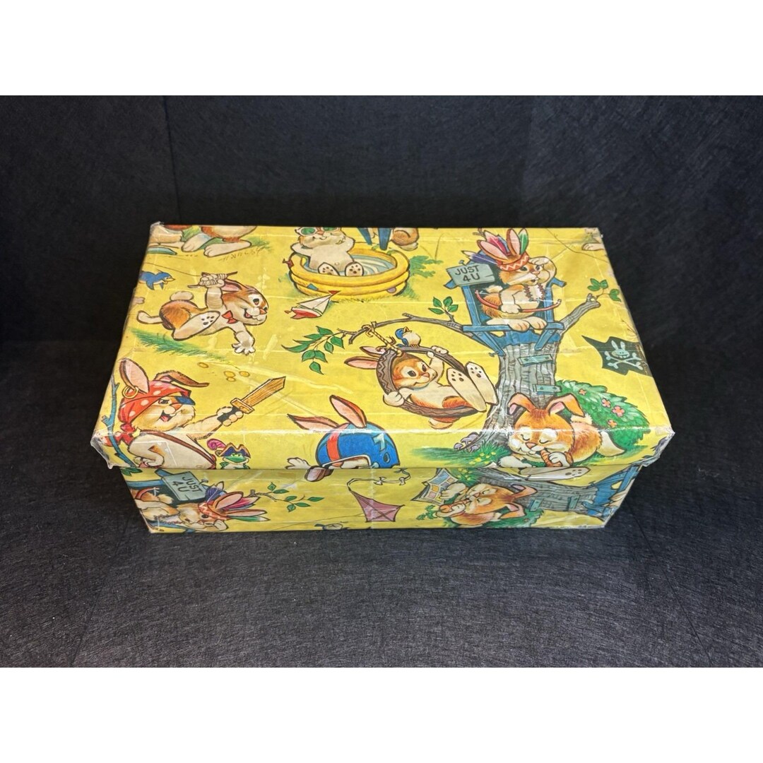 Vintage Gift Wrapped Empty Shoe Box 1960s/70s Bunnies Ephemera Granny ...