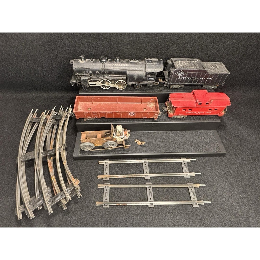 Gilbert American Flyer 21160 S Steam Freight Set of 4 Reading & 8 Pc of ...
