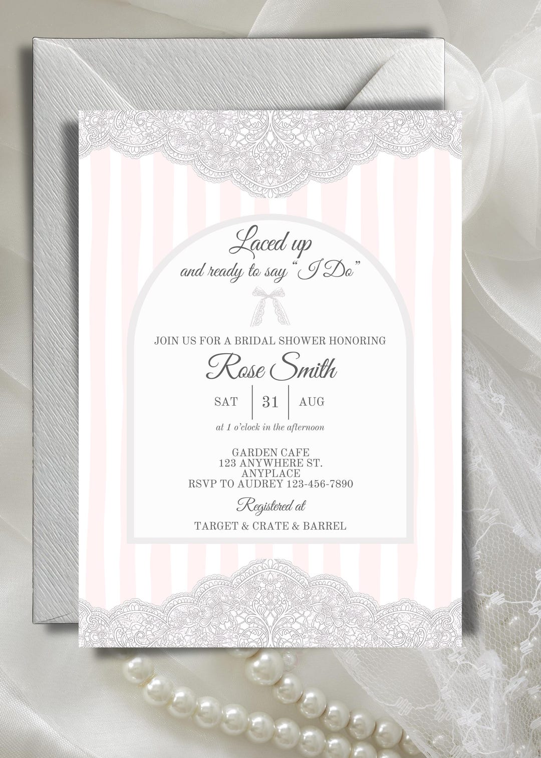 Laced up Bridal Shower Bachelorette Invitation, Custom Lace Invite - Etsy
