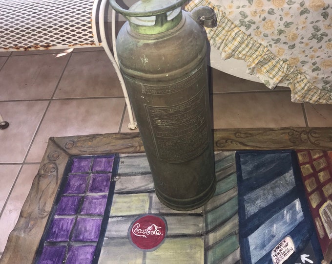 Vintage Relic Red Star Fire Extinguisher Grungy Copper & Brass Patina ...