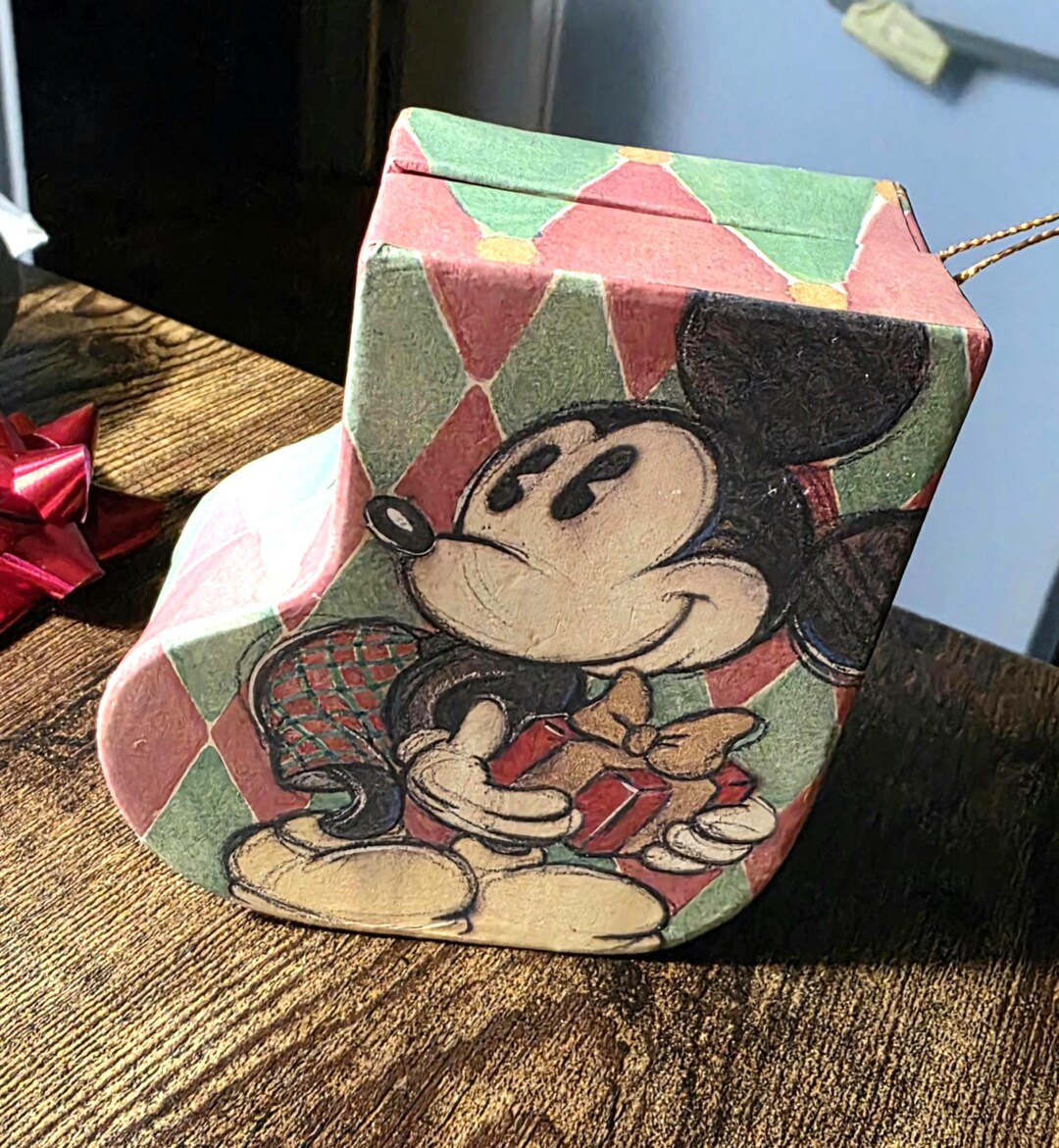 Vintage Fortunoff Stores Mickey Mouse Stocking Xmas Box Ornament 1980’s ...