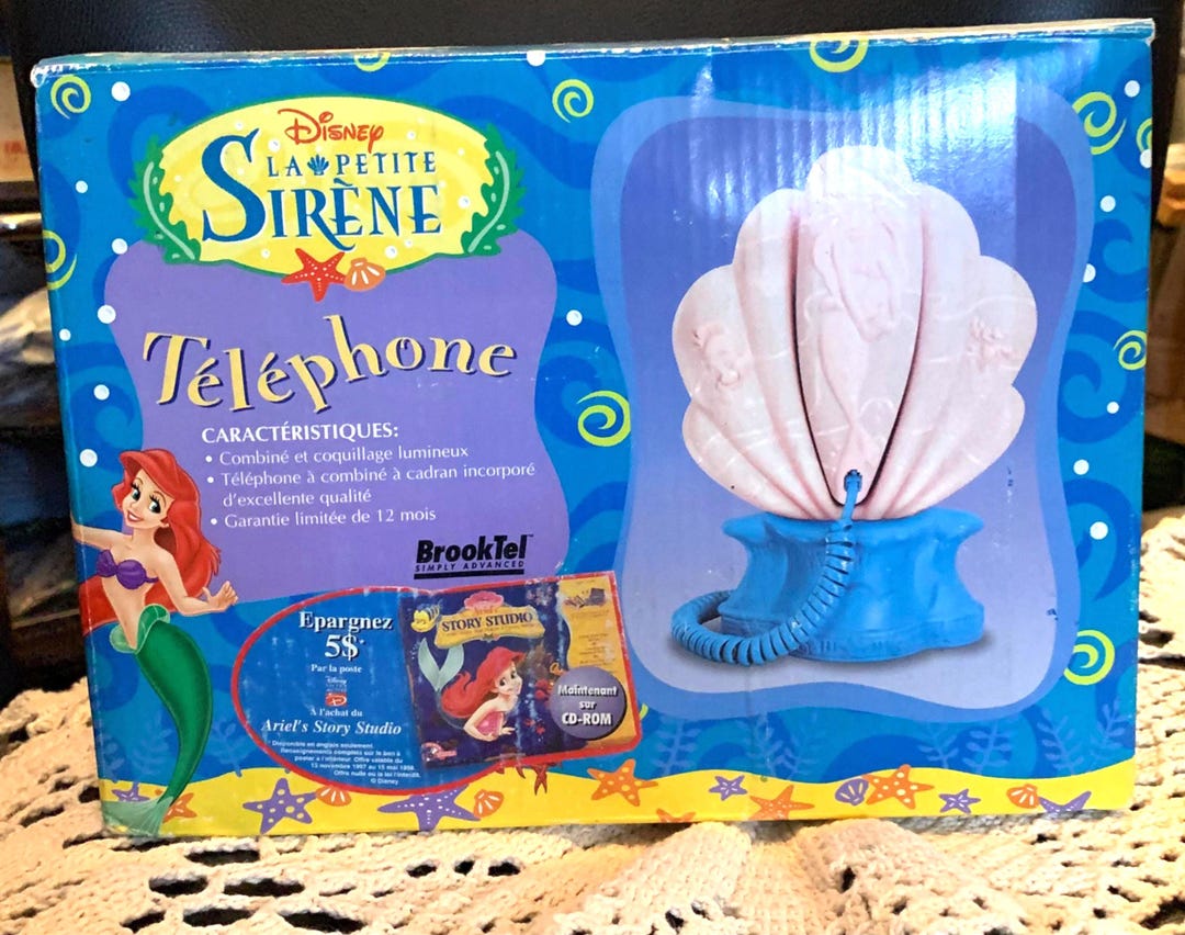 Vintage Little Mermaid Ariel Brooktel Landline Shell Phone Disney ...