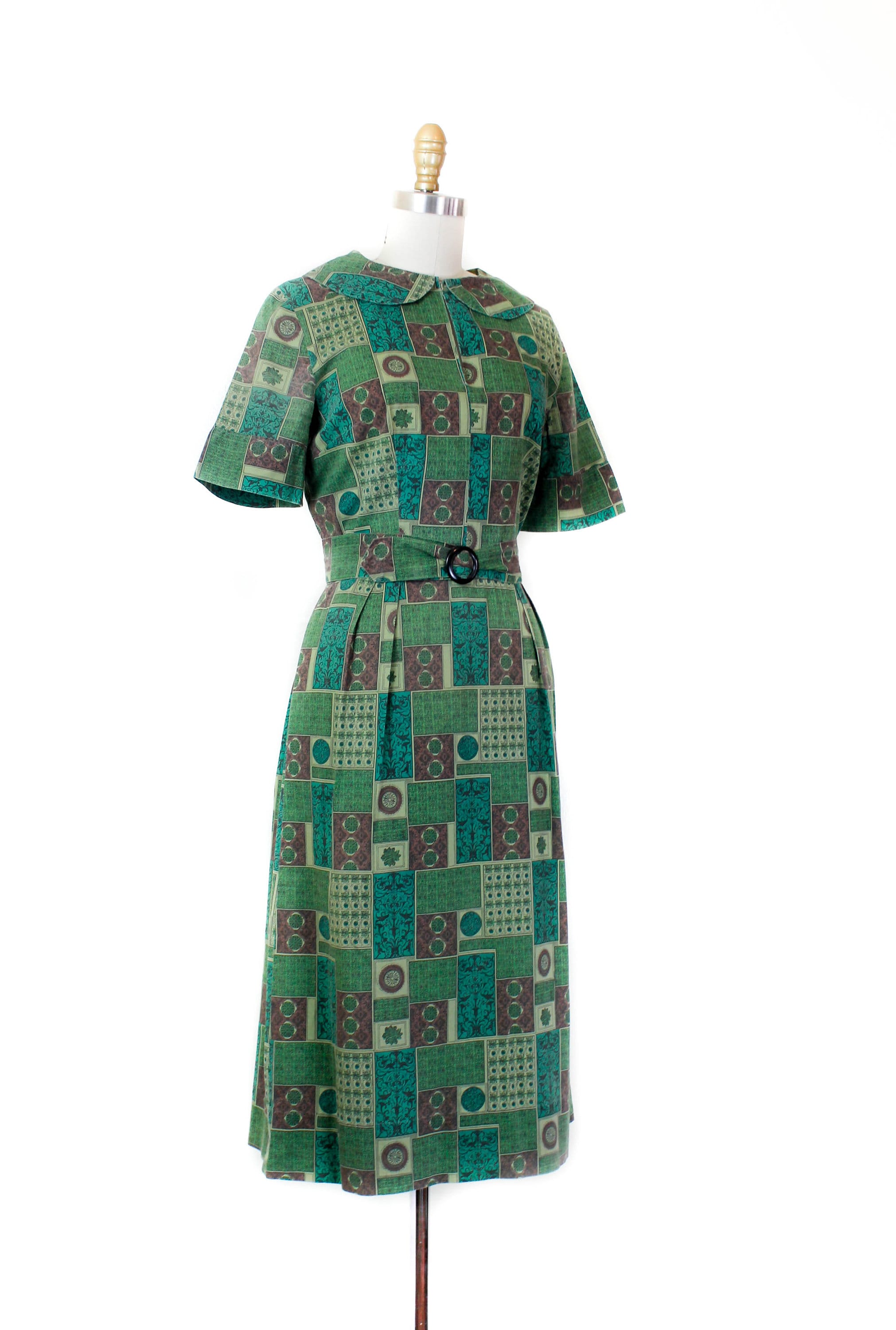 1960s green dress // Wildwood vintage 1960s cotton day dress with ...