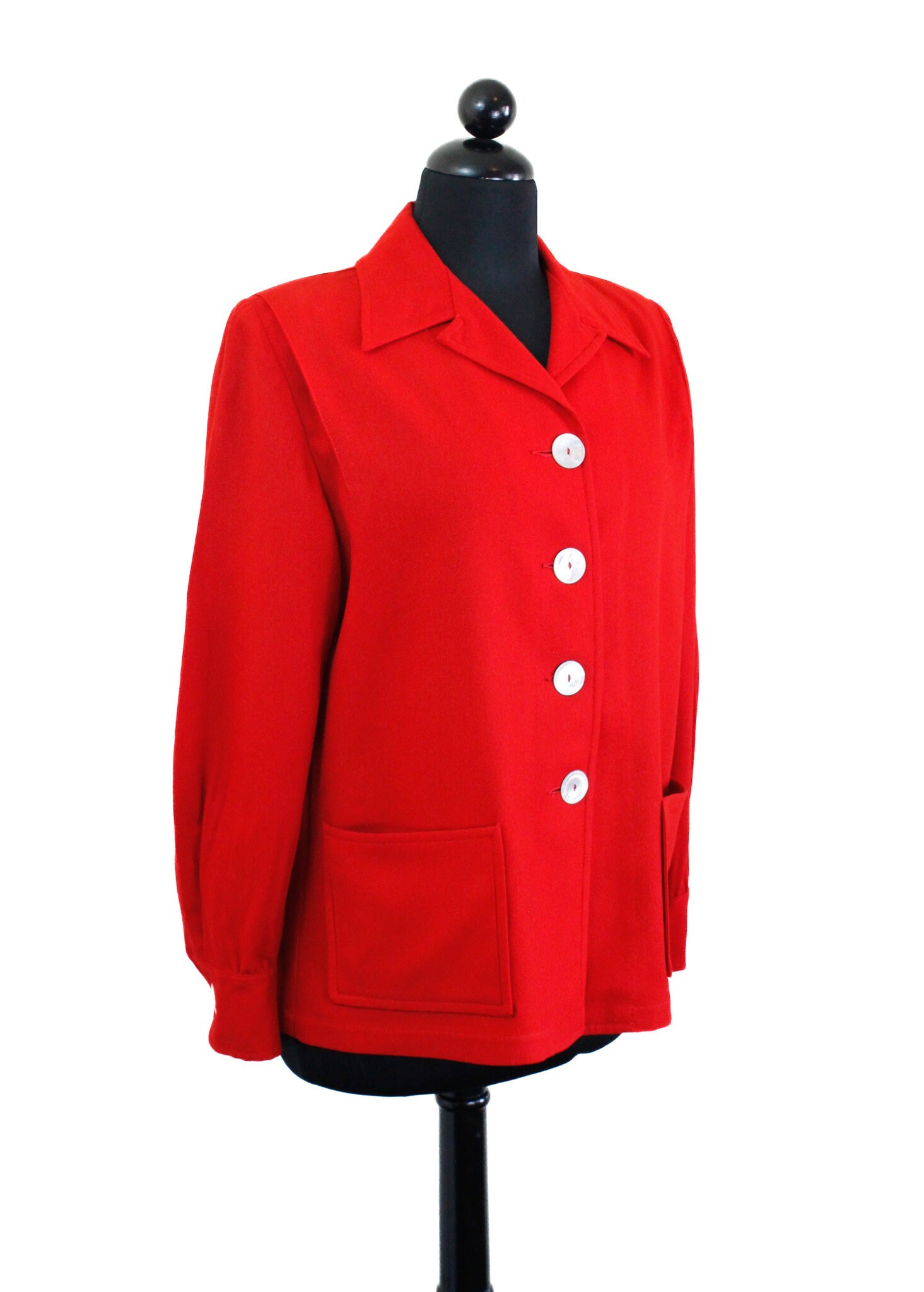 Chili Pepper // 1950s red flannel Pendleton shirt jacket // Md Lg