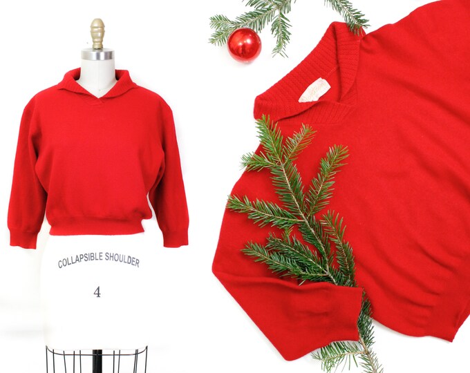1950s Red Sweater // Candied Cherry Vintage 1950s Cropped - Etsy