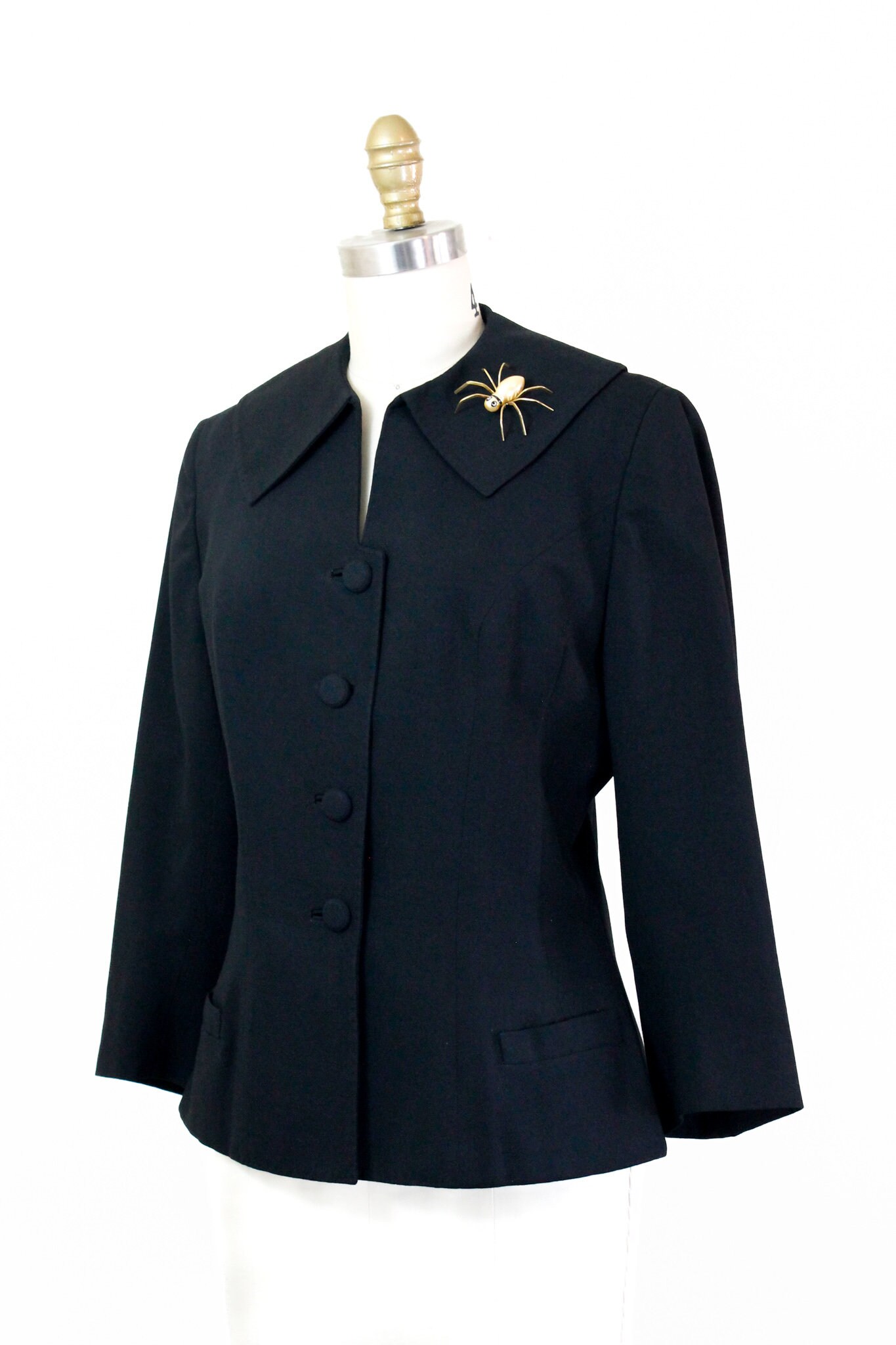 Wit and Wisdom // 1950s black wool New Look suit jacket by Moordale Md Lg