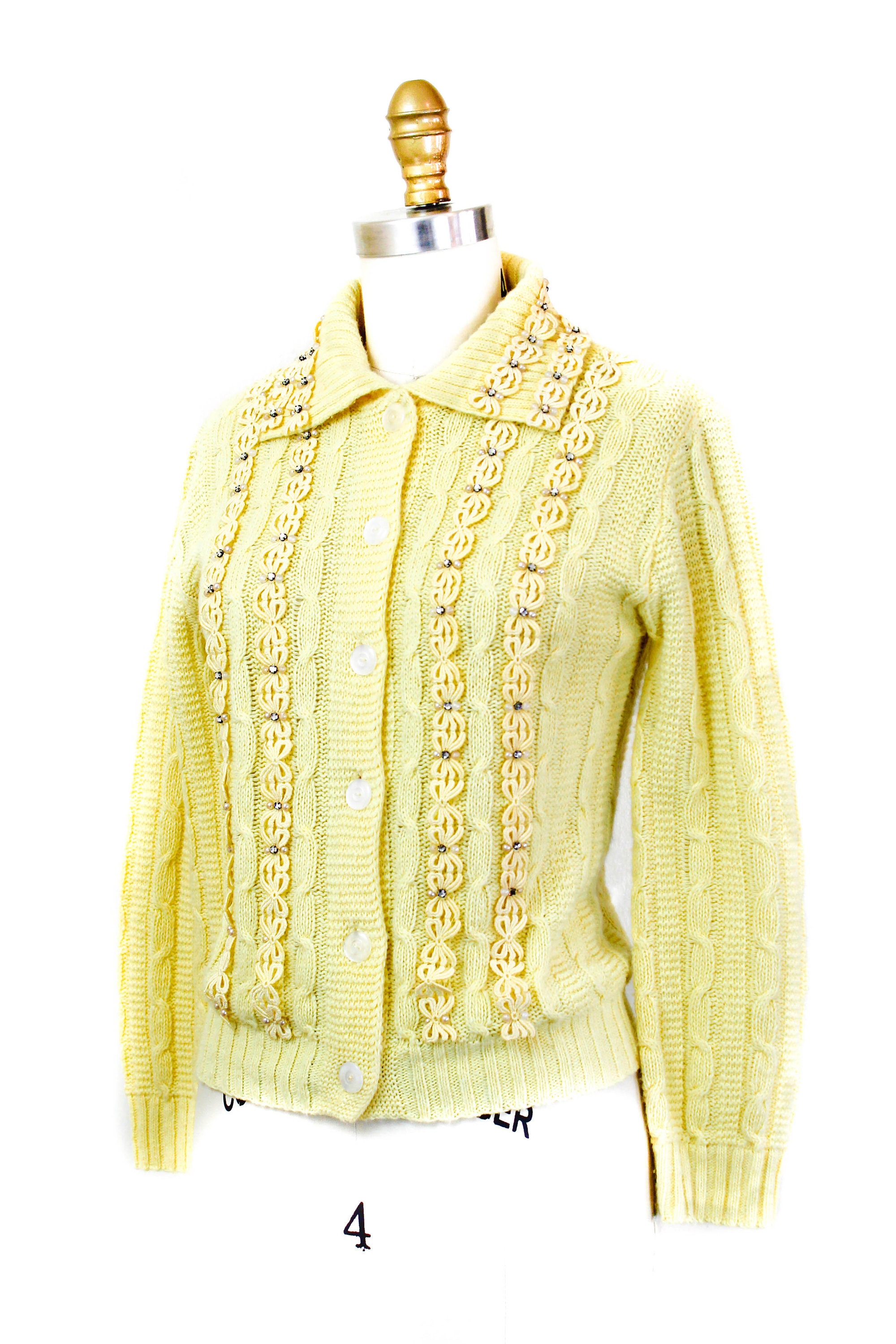 1960s yellow cardigan // Forsythia Bloom vintage cable knit 60s ...