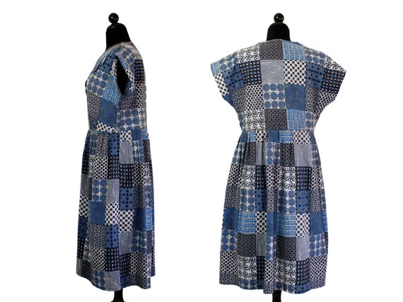 1950s blue dress // Weather Patterns vintage 1950s pa… - Gem