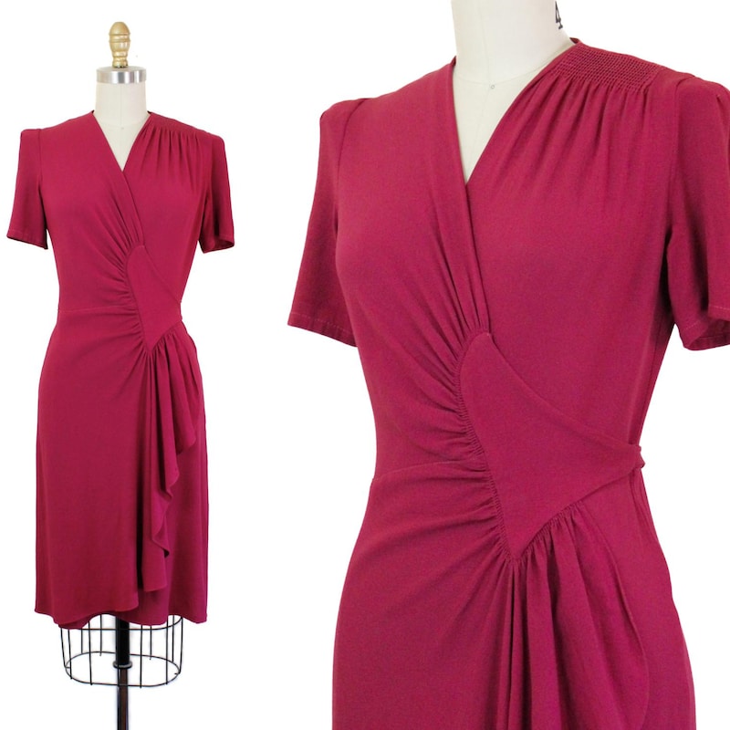 Vintage 40s Crepe Dress - Etsy