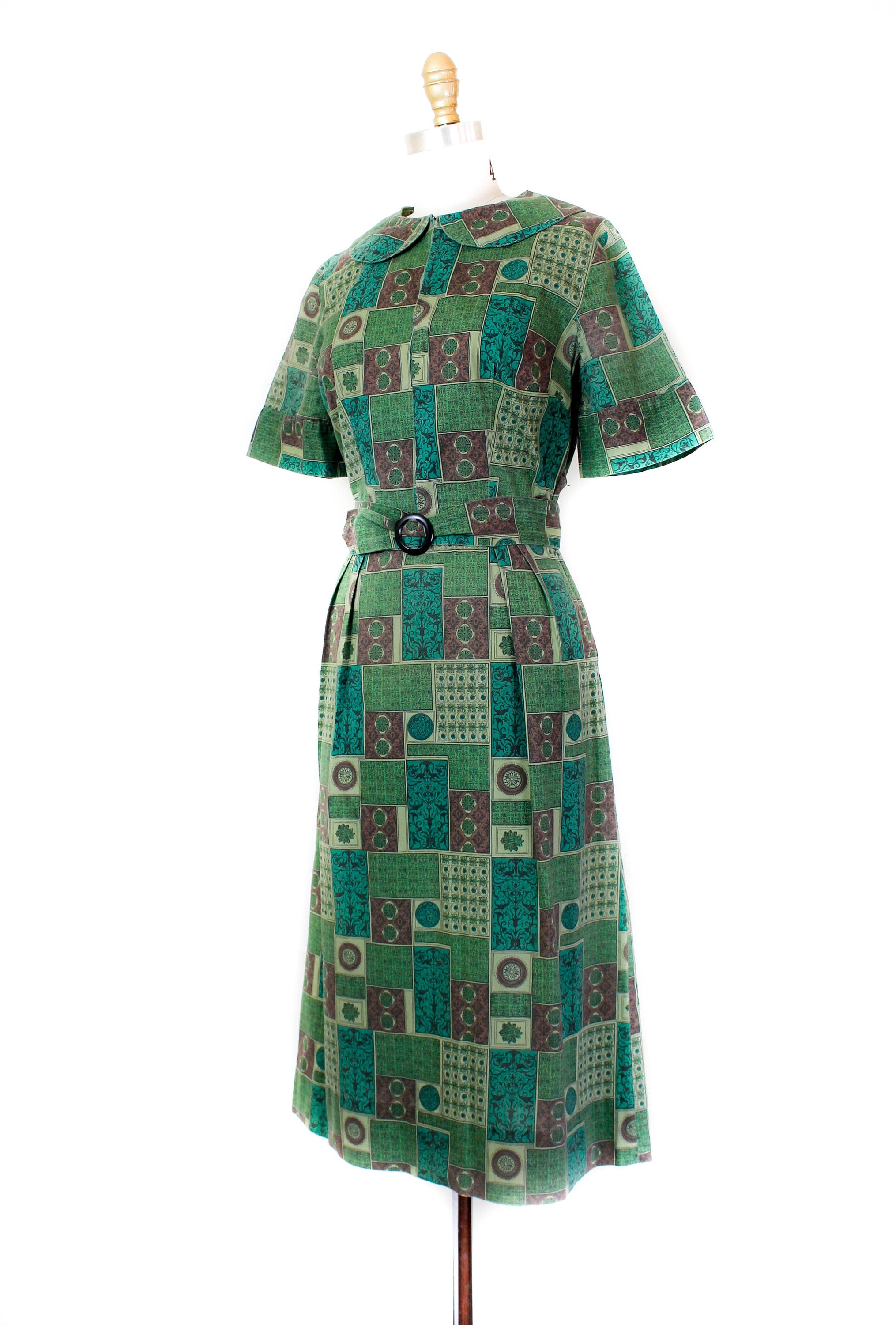 1960s green dress // Wildwood vintage 1960s cotton day dress with ...
