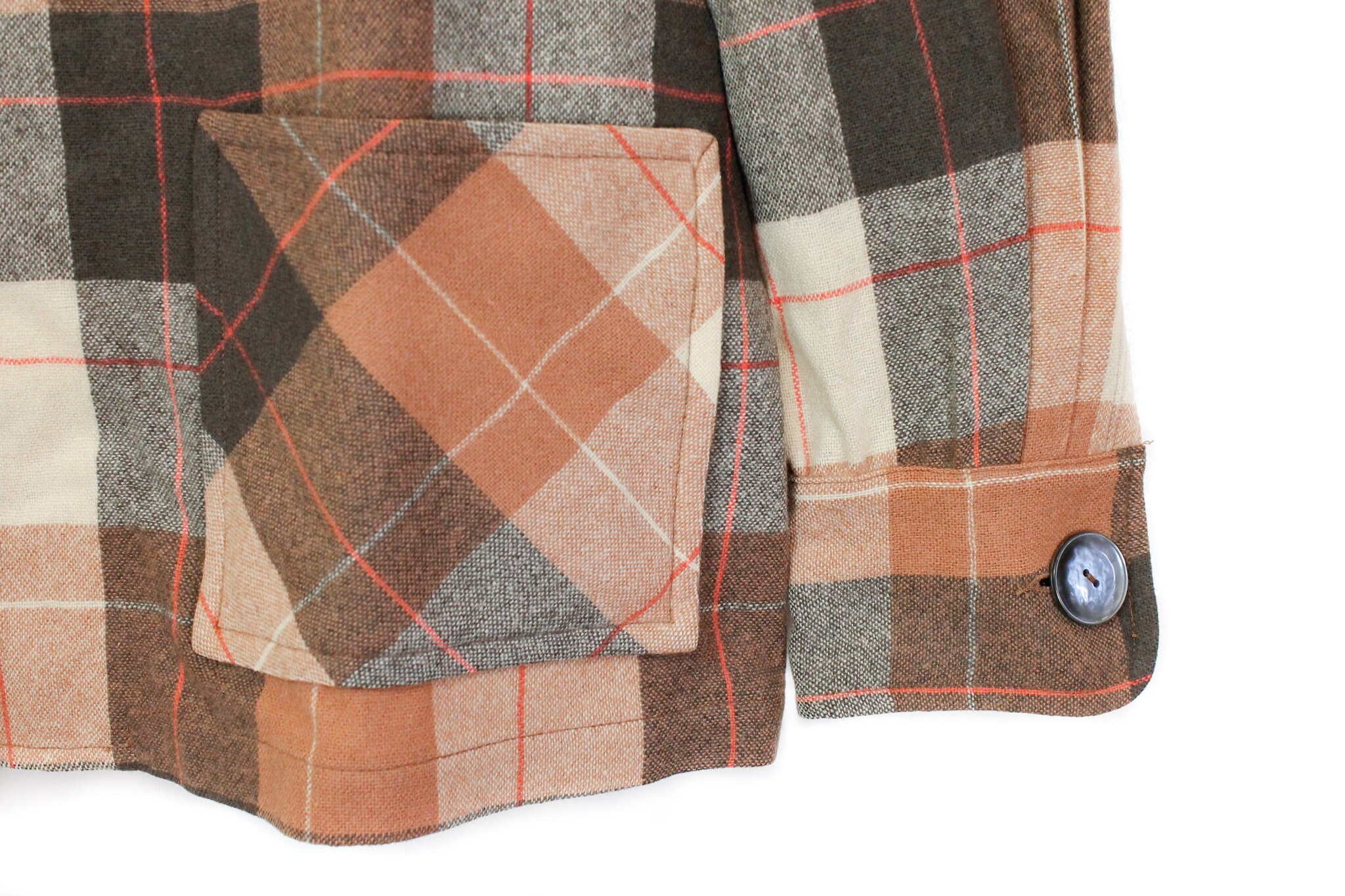 Sugar Maple // 1950s Pendleton 49'er brown plaid wool shirt jacket Lg Xl