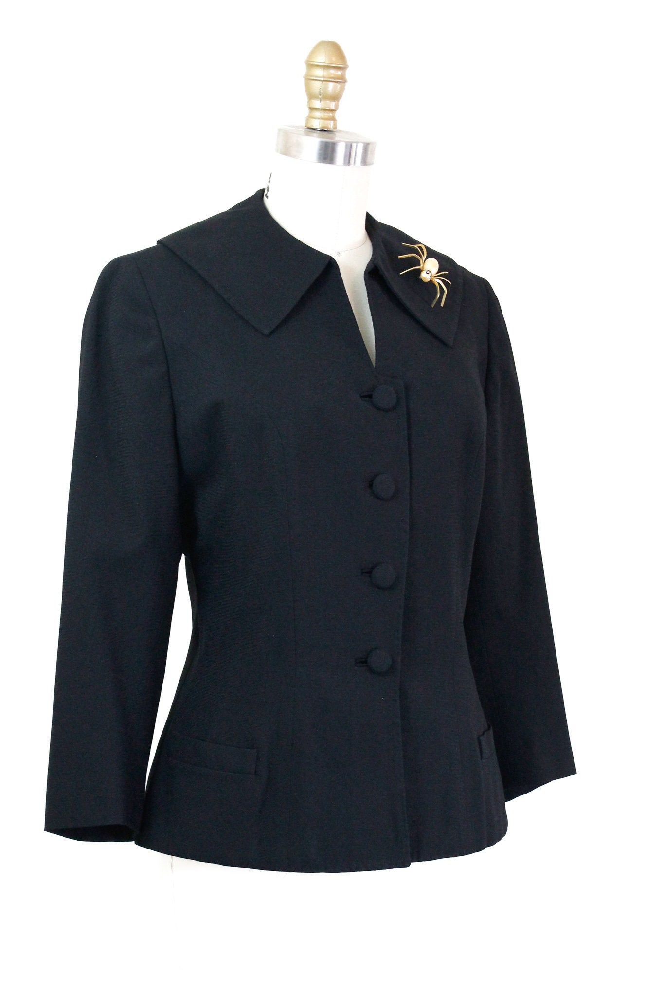 Wit and Wisdom // 1950s black wool New Look suit jacket by Moordale Md Lg