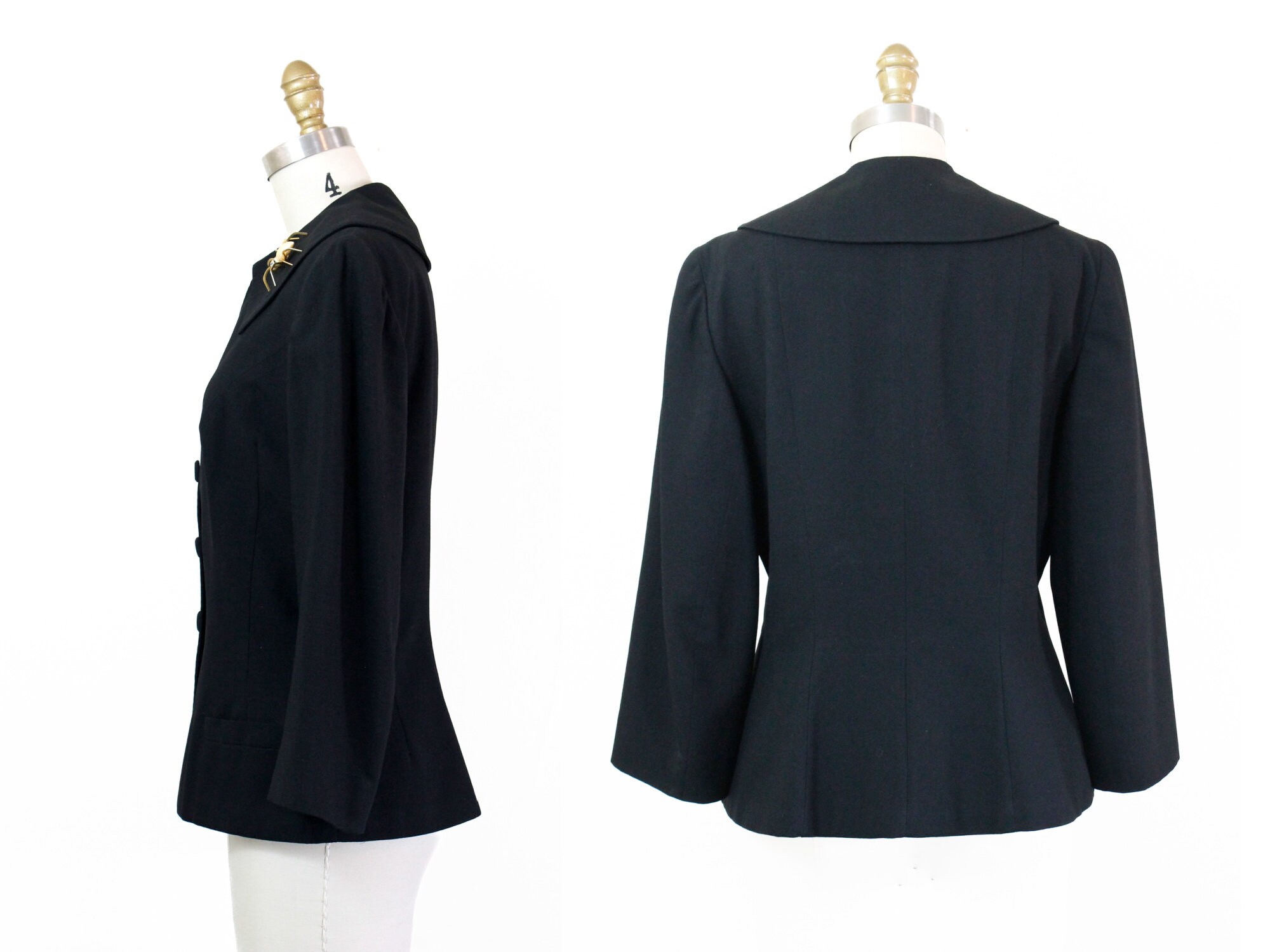 Wit and Wisdom // 1950s black wool New Look suit jacket by Moordale Md Lg