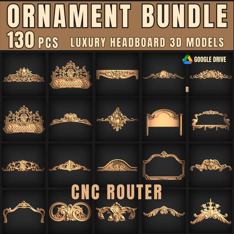 150 Luxury Headboard 3D Models | Baroque Floral CNC Router Reliefs (STL ...