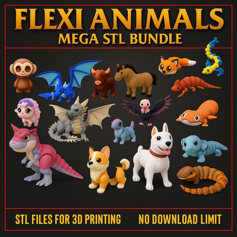 Flexi Animal STL Bundle: 150+ 3D Print Models - Etsy