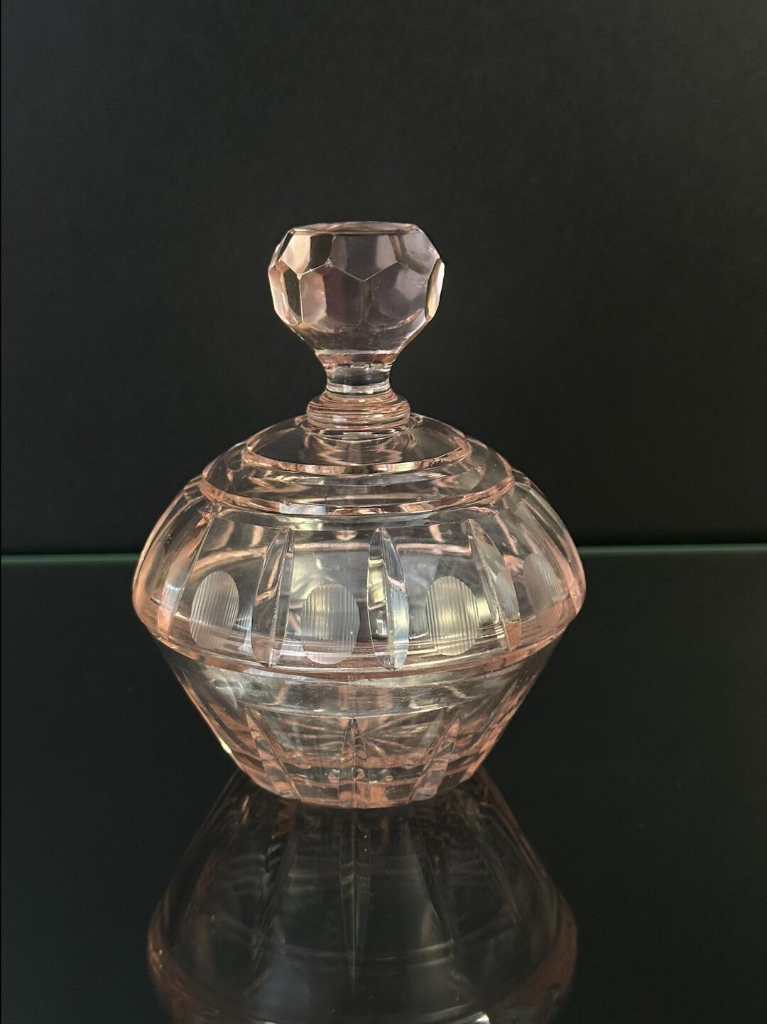 Beautyfull Pink Cut Glass Vanity Jar With a Crystal Style Design - Etsy