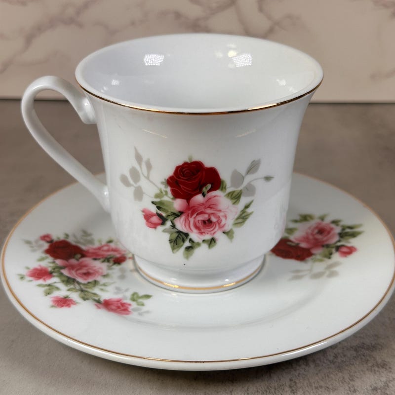 Red Rose Teacup - Etsy