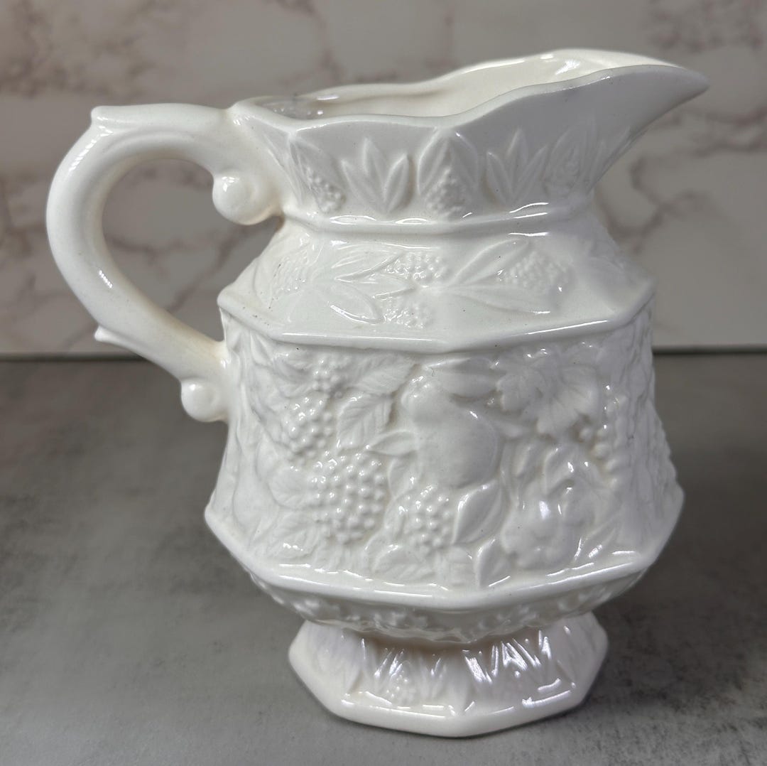 Vintage Lefton Creamer With Embossed Fruit Motif ; Ceramic Creamer ...