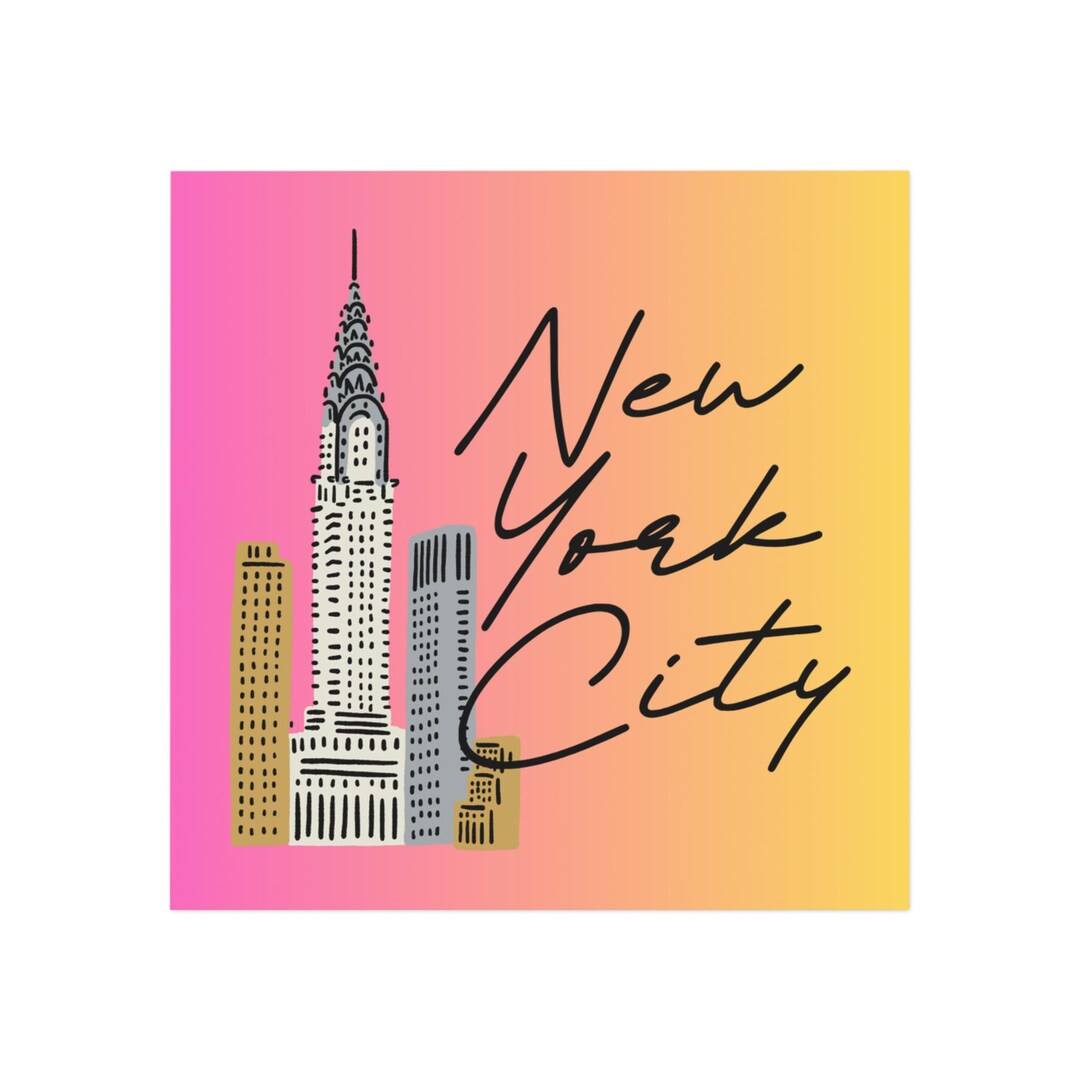 New York City Skyline Square Magnet | Chrysler Building NYC Souvenir - Etsy