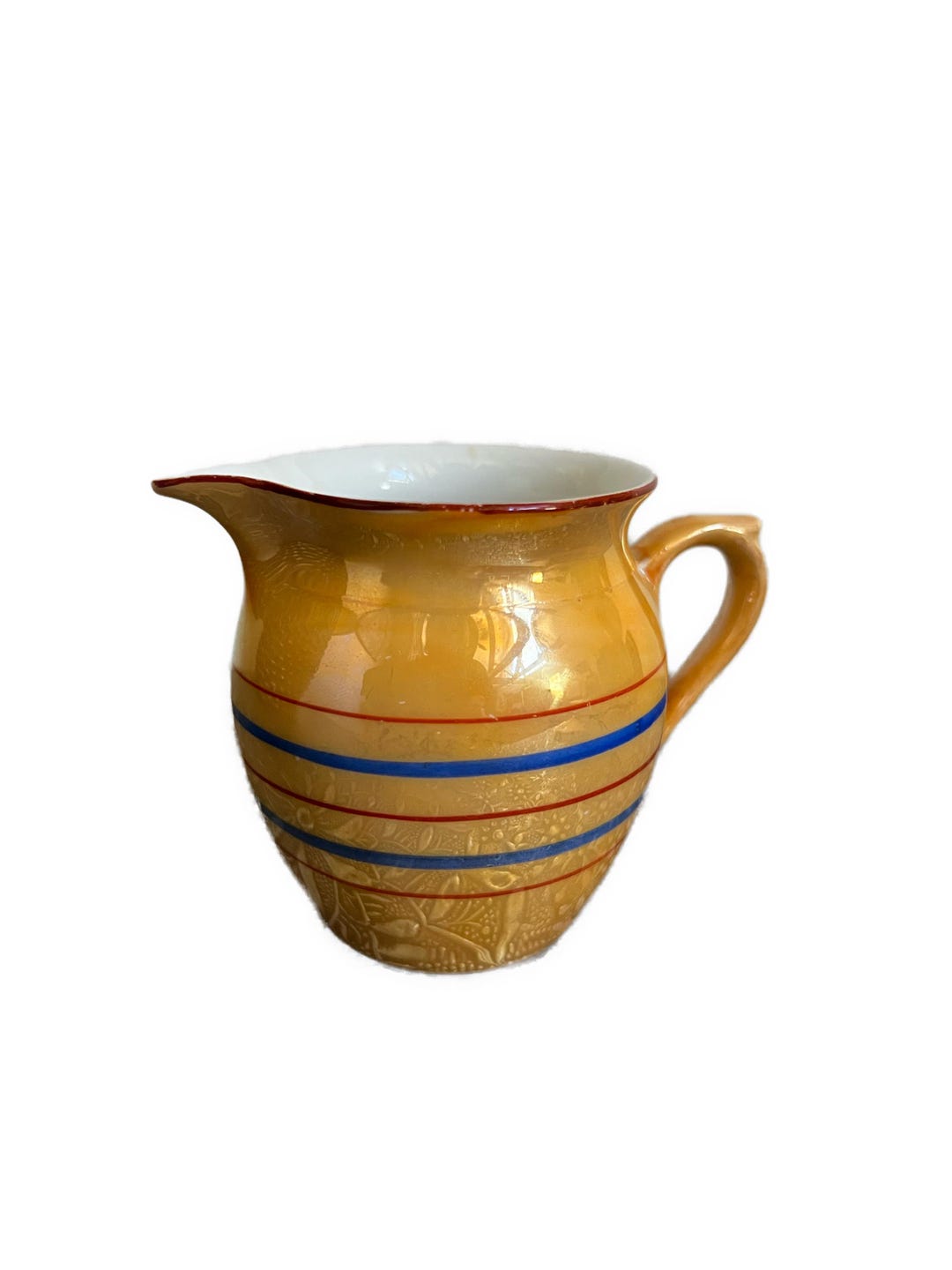 Vintage Lustreware Pitcher: Golden Iridescent Glaze, Farmhouse Decor - Etsy