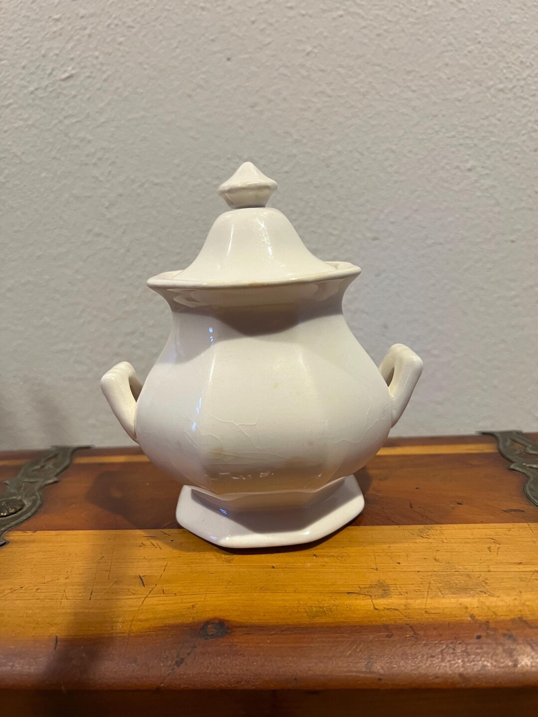 Vintage Adams English Ironstone Sugar Bowl With Lid | White Ironstone ...