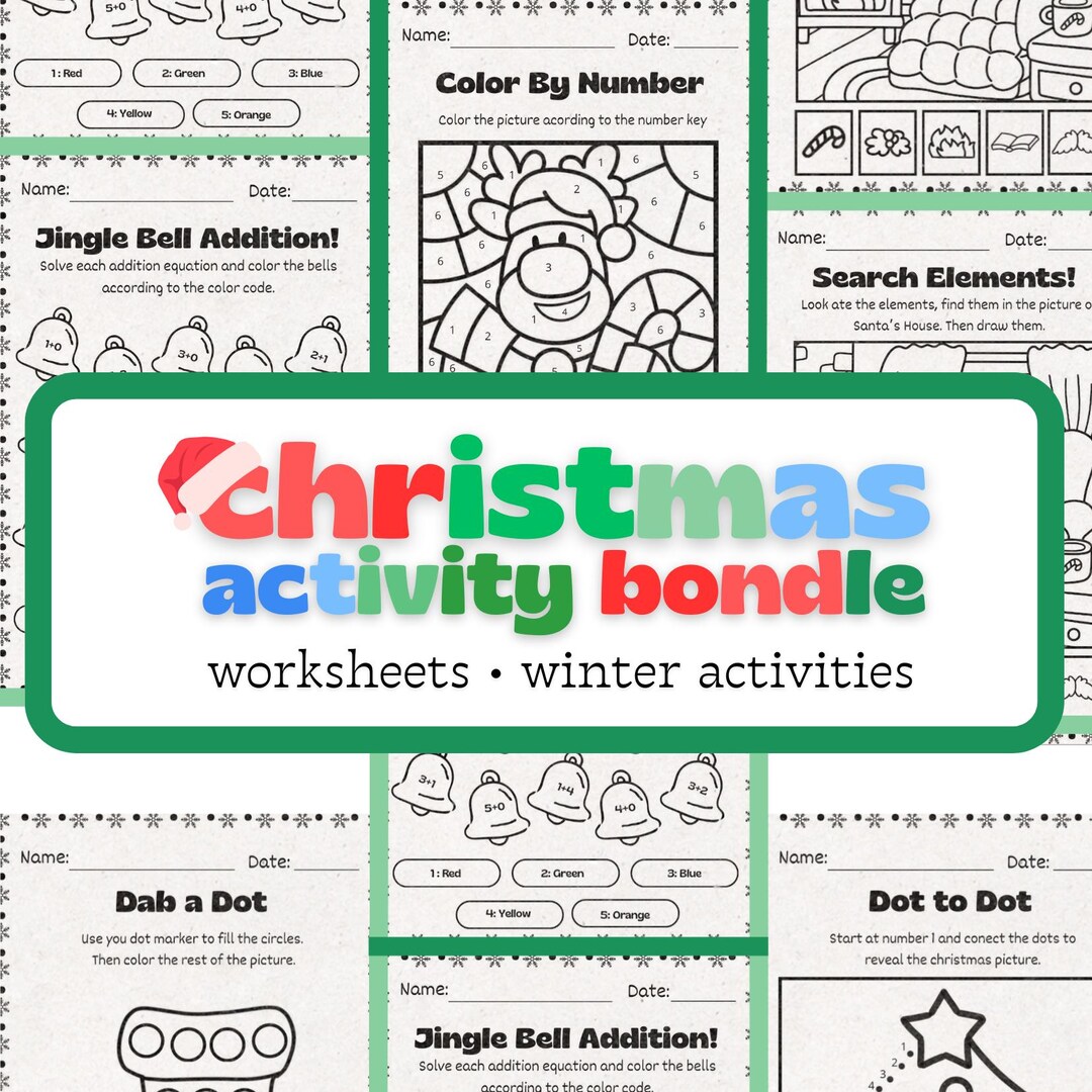 Worksheets Christmas Printable Bundle of Learning Activities at Home ...