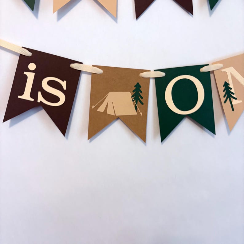Happy Camper 1st Birthday Banner: Brown & Green Camping Party Decor - Etsy