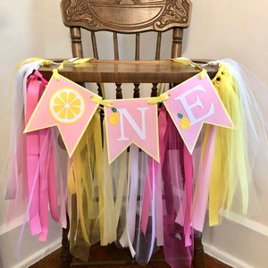 Lemon First Birthday Decorations High Chair Tutu Lemon ONE High Chair ...