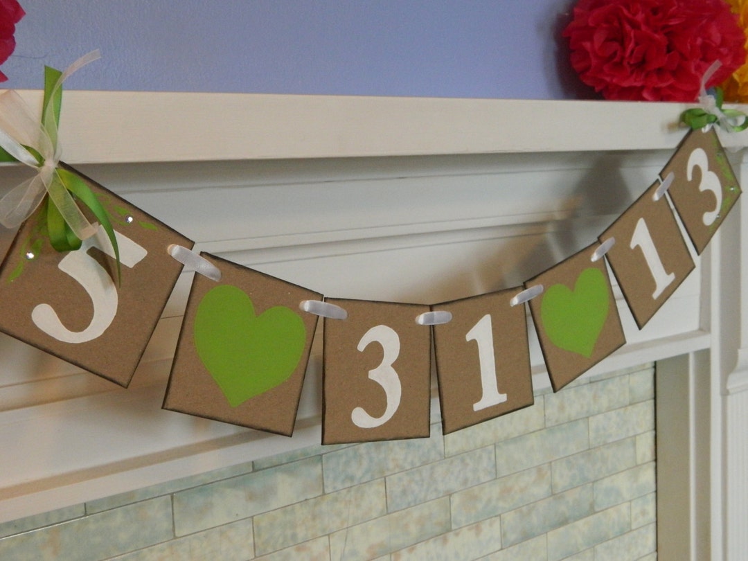 Wedding Date Banners Bridal Shower Decorations Engagement Photo Prop ...