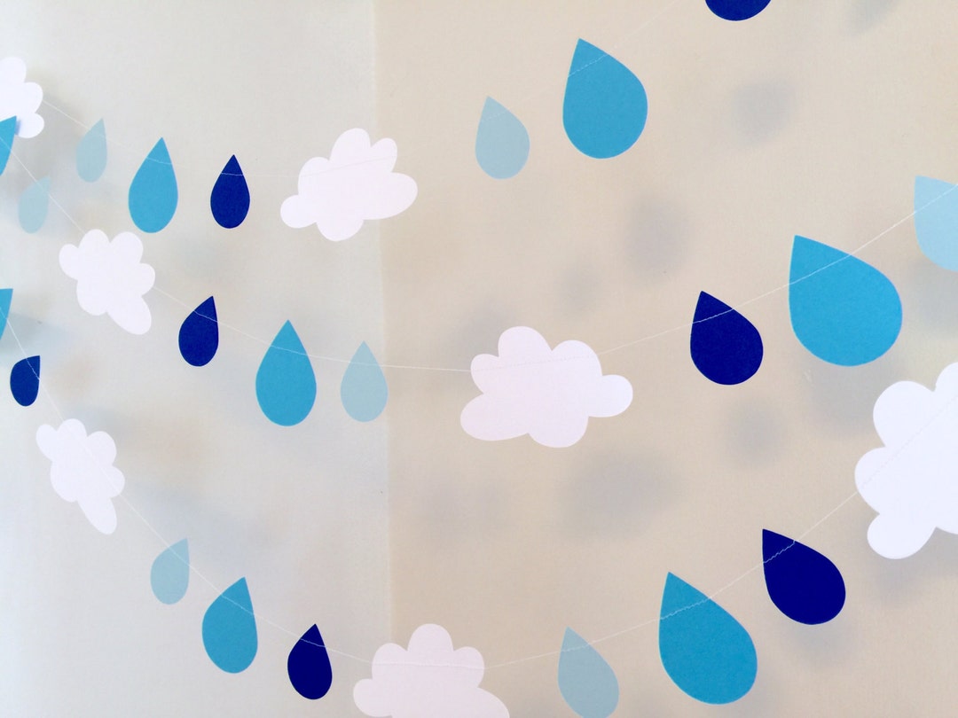 Baby Sprinkle Decorations Boy - Raindrop Backdrop Decoration - Blue ...
