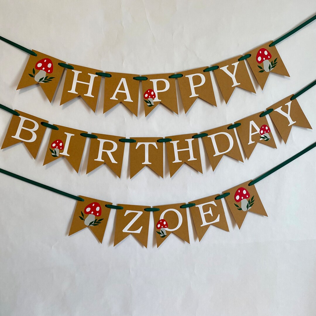 Mushroom First Birthday Decorations - Toadstool 1st Birthday Banner ...