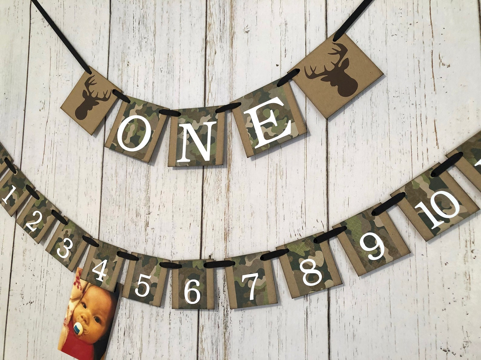 Oh Deer First Birthday Decorations One Banner Buck Camo | Etsy