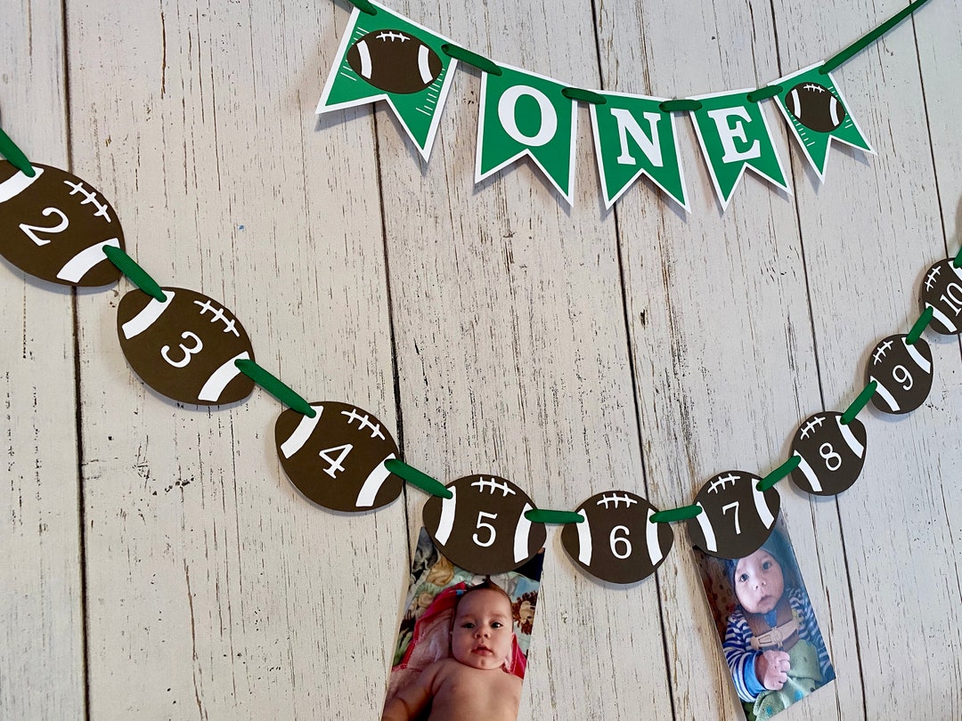 Football First Birthday Decorations First Year Down Birthday Backdrop ...