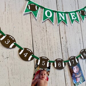 Football First Birthday Decorations First Year Down Birthday Backdrop ...