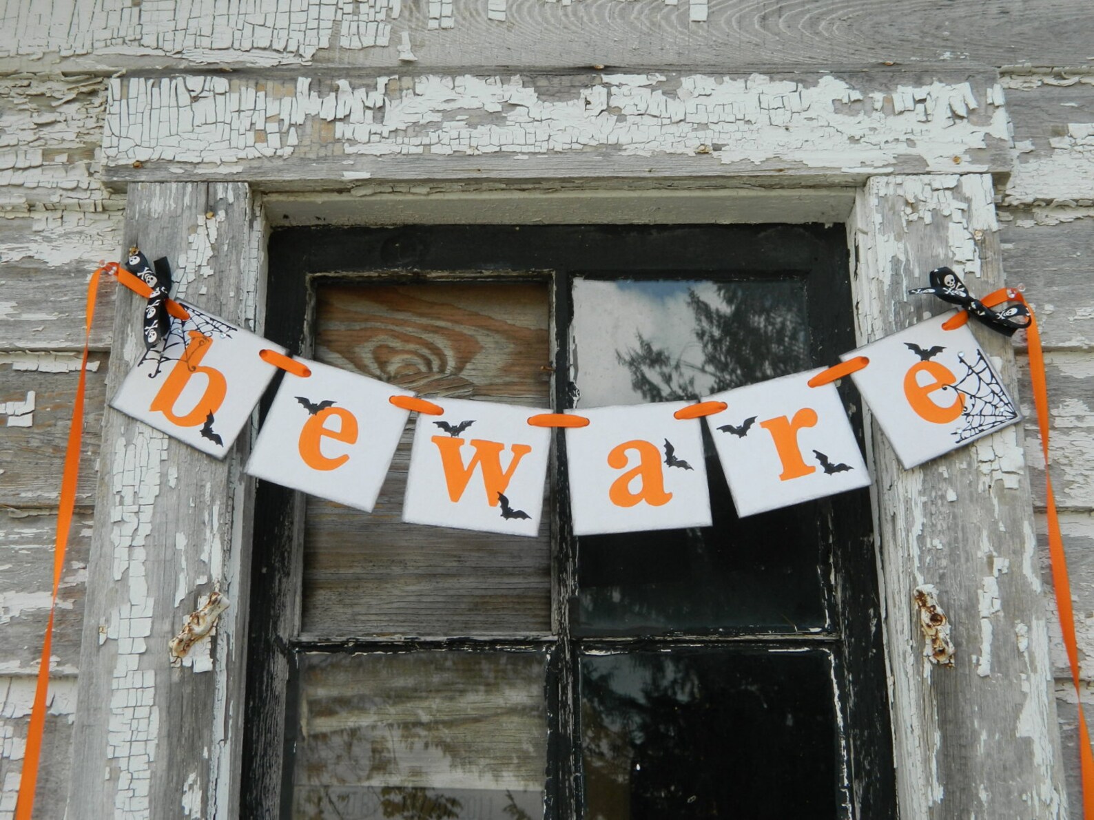 Halloween Banner Halloween Decorations BEWARE Halloween - Etsy