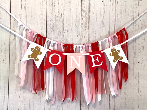 Red Gingerbread 1st Birthday Decorations - Christmas 1st Birthday ...