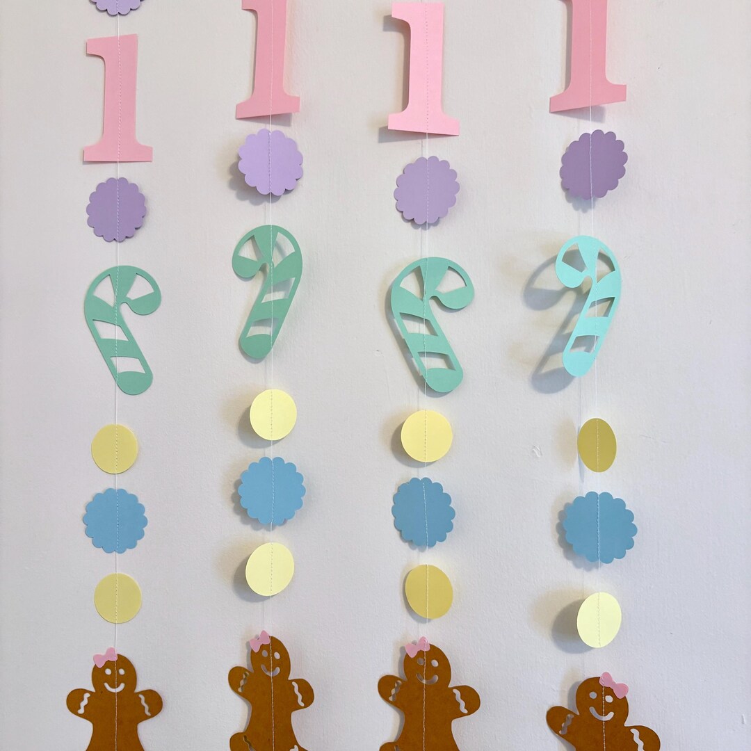 Pastel Sweet One Gingerbread 1st Birthday Garland - Gingerbread ...