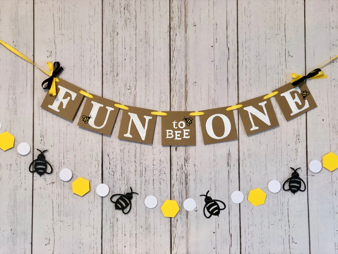 Bee First Birthday Decorations Fun to Bee ONE Banner - Etsy
