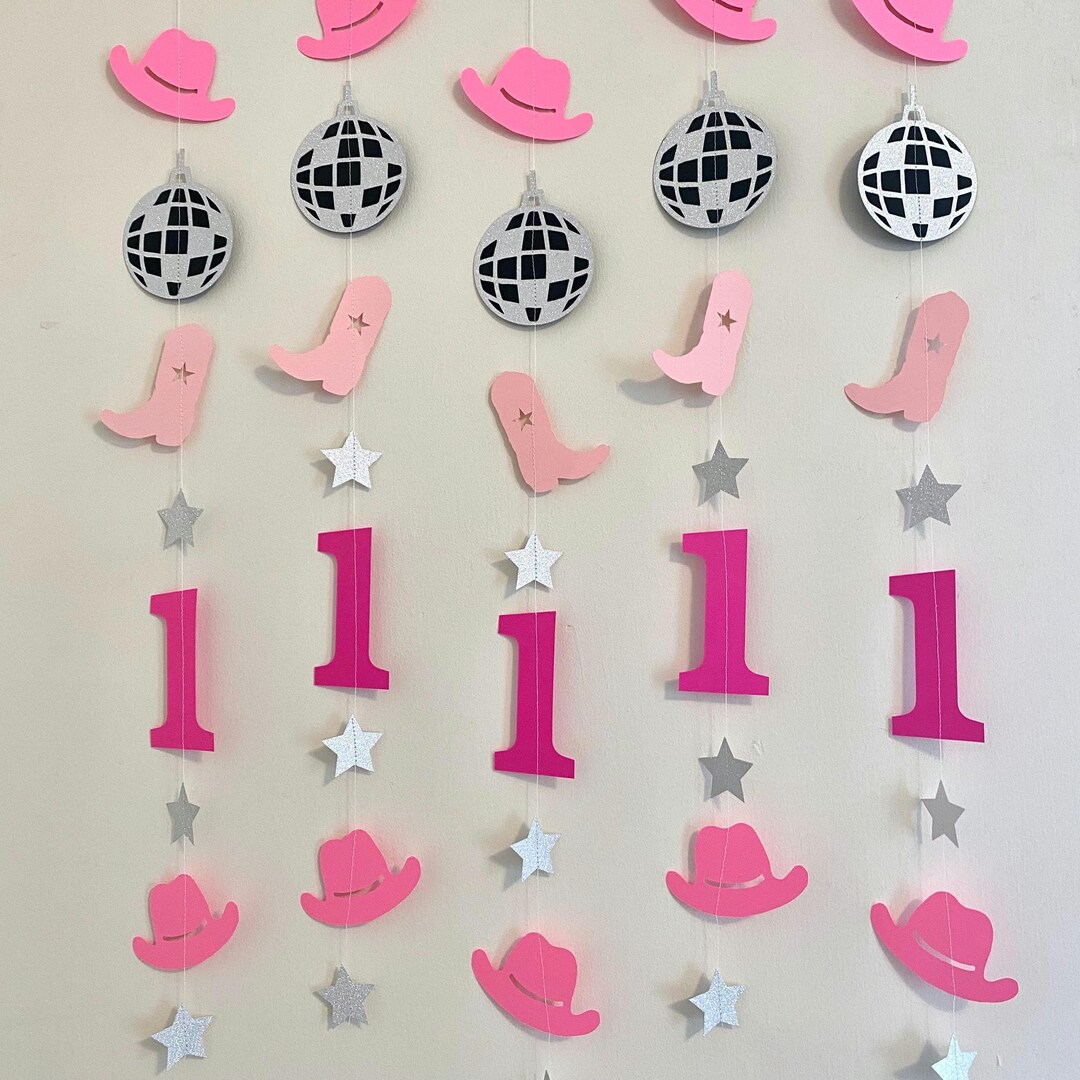 Disco Cowgirl Themed Birthday Decorations , Pink 1st Rodeo Birthday ...