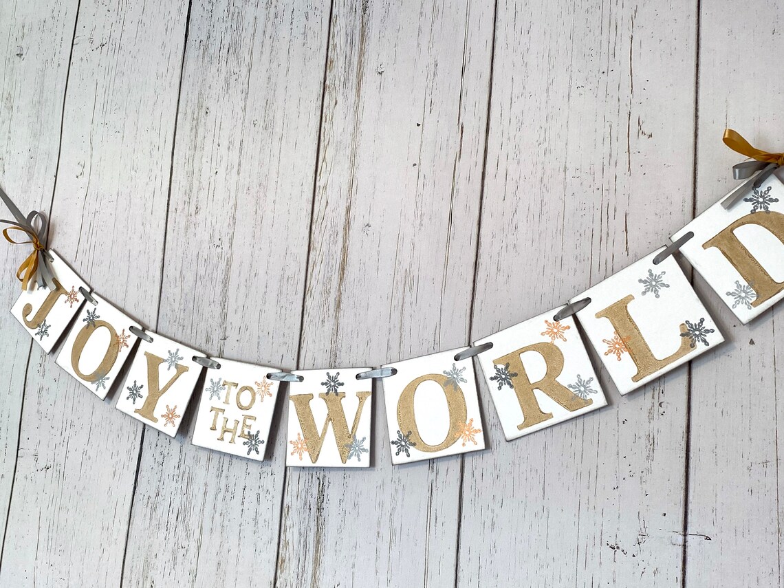 Christmas Decorations Gold JOY to the WORLD Banner Gold - Etsy