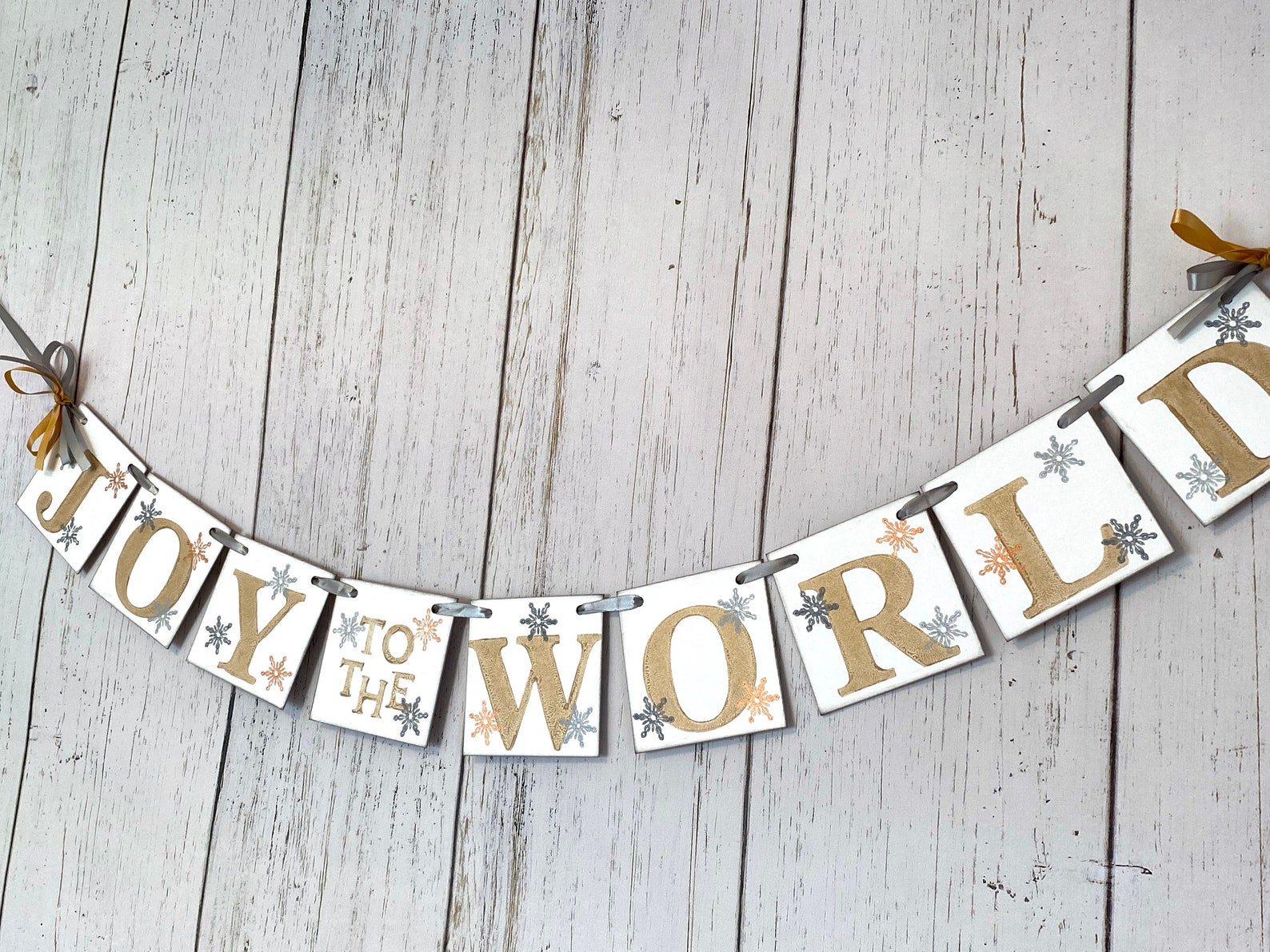 Christmas Decorations Gold JOY to the WORLD Banner Gold - Etsy