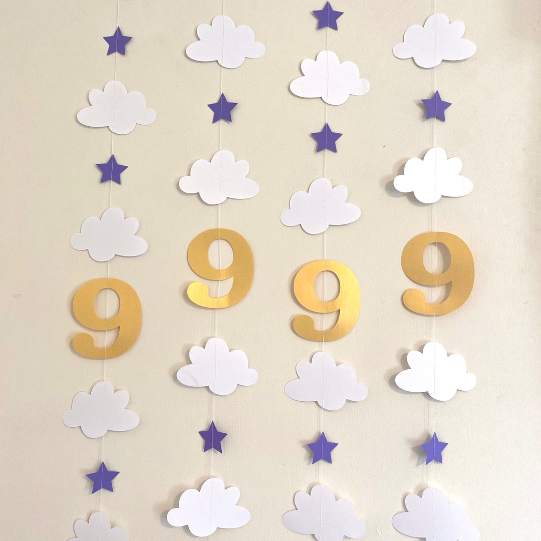 Cloud 9 Birthday Decorations, 9th Birthday Girl , Cloud Garland , Photo ...