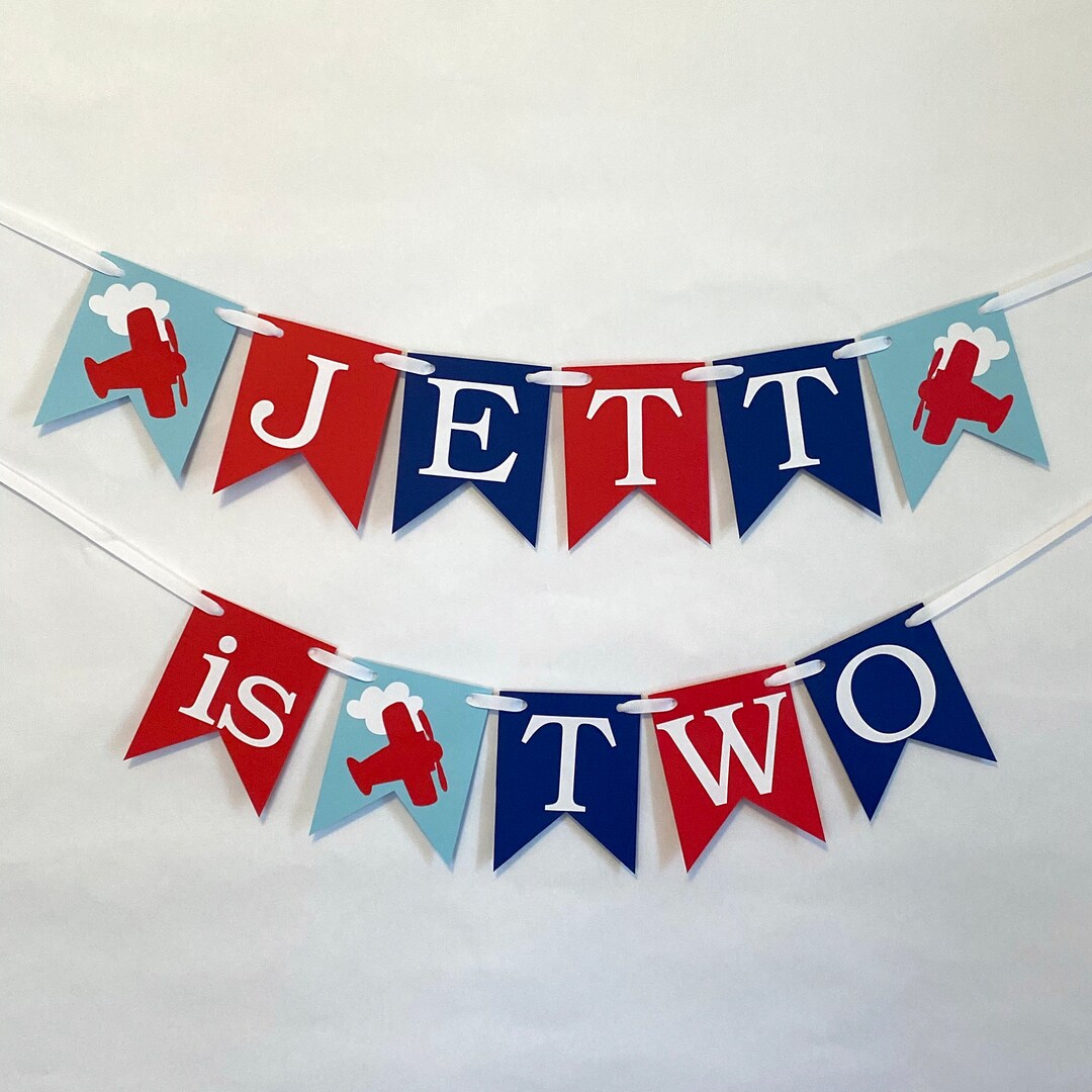 Vintage Airplane 2nd Birthday Banner - Custom Two Fly Boys Birthday ...