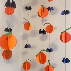 Halloween Garland/ Paper Garland / Halloween Decorations/ 3D Pumpkins ...
