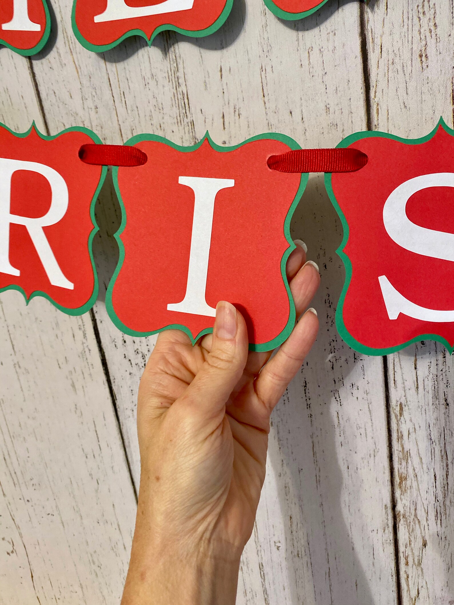 Merry Christmas Banner - Red & Green Holiday Garland - Etsy