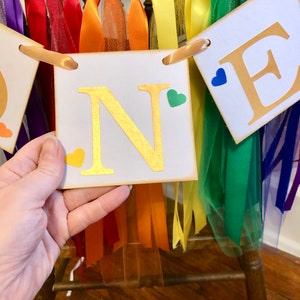 Rainbow 1st Birthday Decorations Girl ONE High Chair Banner | Etsy